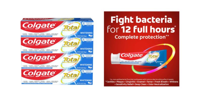 4 Count Colgate Total Whitening Toothpaste