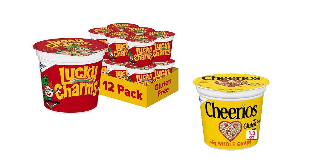 12 Count Lucky Charms or Original Cheerios Single Serve Cereal Cups