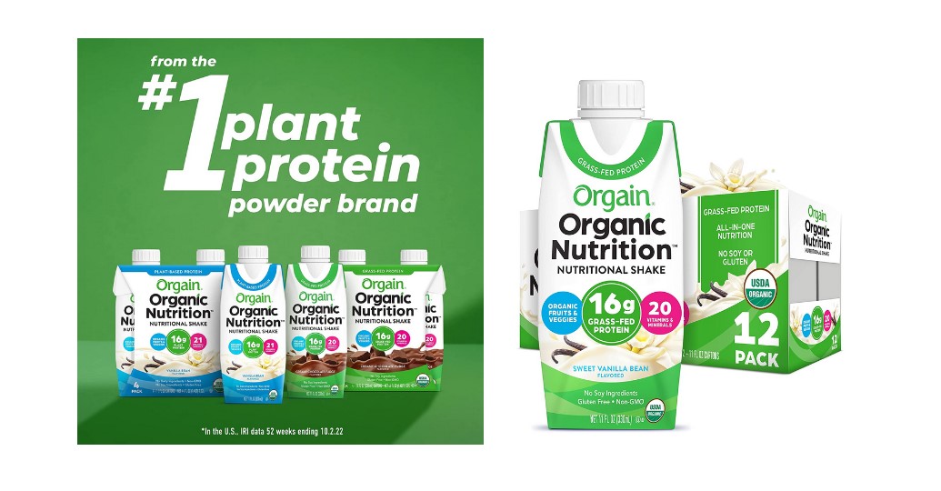 Pack of 12 Orgain Organic Nutritional Shake Vanilla Bean