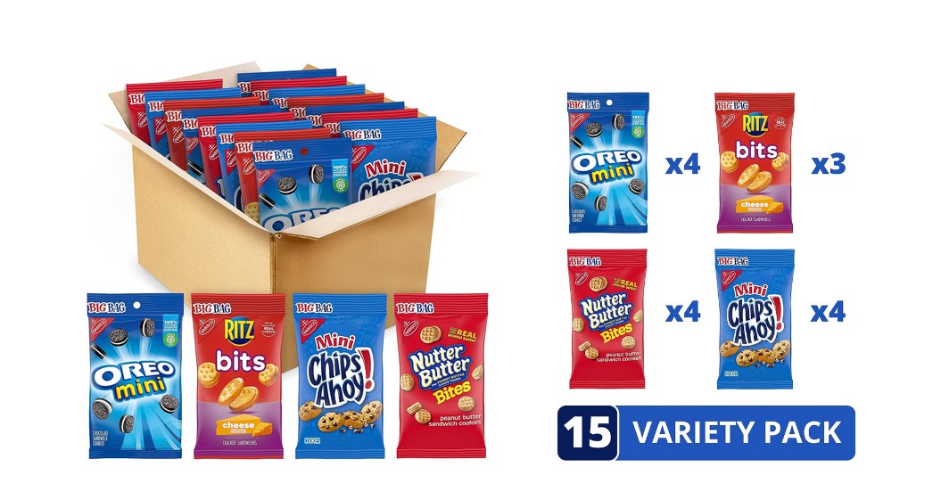 15 Big Bags OREO Mini Cookies, CHIPS AHOY! Mini Cookies, Nutter Butter ...