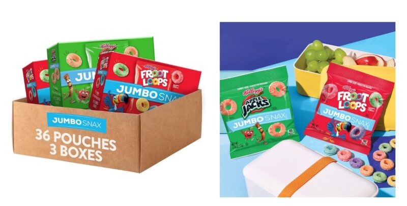 36 Pouches Kellogg’s Jumbo Snax Cereal Snacks Variety Pack