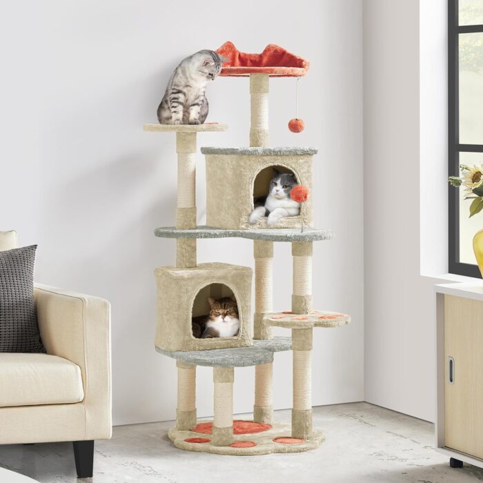 57.5 inch Cat Paw-Shaped Cat Tree