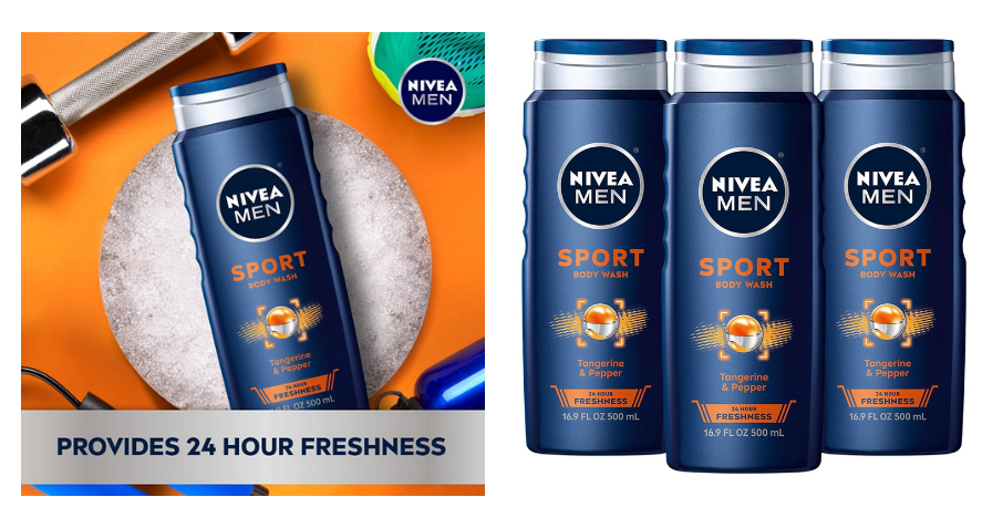 3 Bottles Nivea Men Sport Body Wash with Revitalizing Minerals